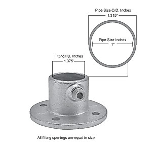 Global Industrial 1" Size Medium Flange Pipe Fitting (1.375" Fitting Inside Diameter)