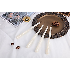 Wrcevtor 10 inch Taper Candles Set of 4 |7.5 hrs Clean Burning Unscented, for Wedding, Parties,Home Decor and Special Occasions,Long Candle Sticks, Spiral Candle Christmas Candles (10 INCH, White)