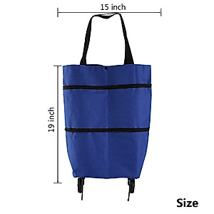600D Oxford Cloth Folding Shopping Cart/ Rolling Utility Cart/ Retractable Shopping cart/ Car Organizer Cart Shopping Bag Satchel Carry Bag