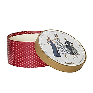Simplicity Vintage 559360007 Retro Fashion Circular Storage Box for Sewing Supplies, 7.25 x 7.25 x 3.75 Inches