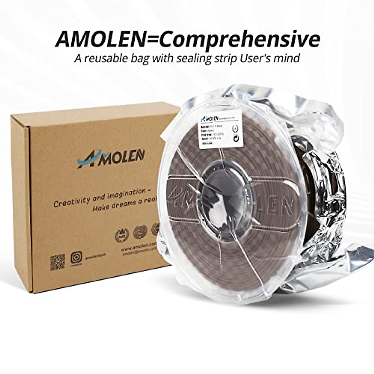 AMOLEN Dark Wood Walnut PLA Filament 1.75mm,Walnut 3D Printer Filament with 30% Real Wood Fiber,Wood Filament,1KG