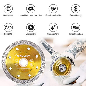 GoYonder 4 Inch Diamond Saw Blade,Super Thin Diamond Saw Blade for Cutting Ceramic Porcelain Tile Granite Marble Suitable for Angle Grinders with 7/8" or 5/8" Arbor 3 PCS