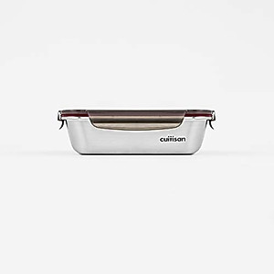 CUITISAN FLORA RECTANGLE AIRTIGHT CONTAINER NO.7 37.2oz, STAINLESS STEEL FOOD CONTAINER, WATERPROOF, MICROWAVE and DISHWASHER AVAILABLE