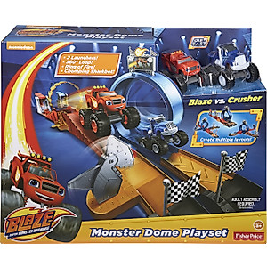 Fisher-Price Nickelodeon Blaze and The Monster Machines Monster Dome Racetrack playset with Stunt Track and Character Trucks for Preschool Kids