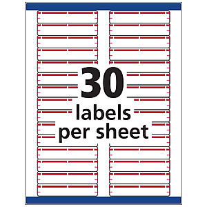 Avery TrueBlock File Folder Labels, 2/3" x 3-7/16", 1,500 Printable Labels, White/Red, Permanent (5066)
