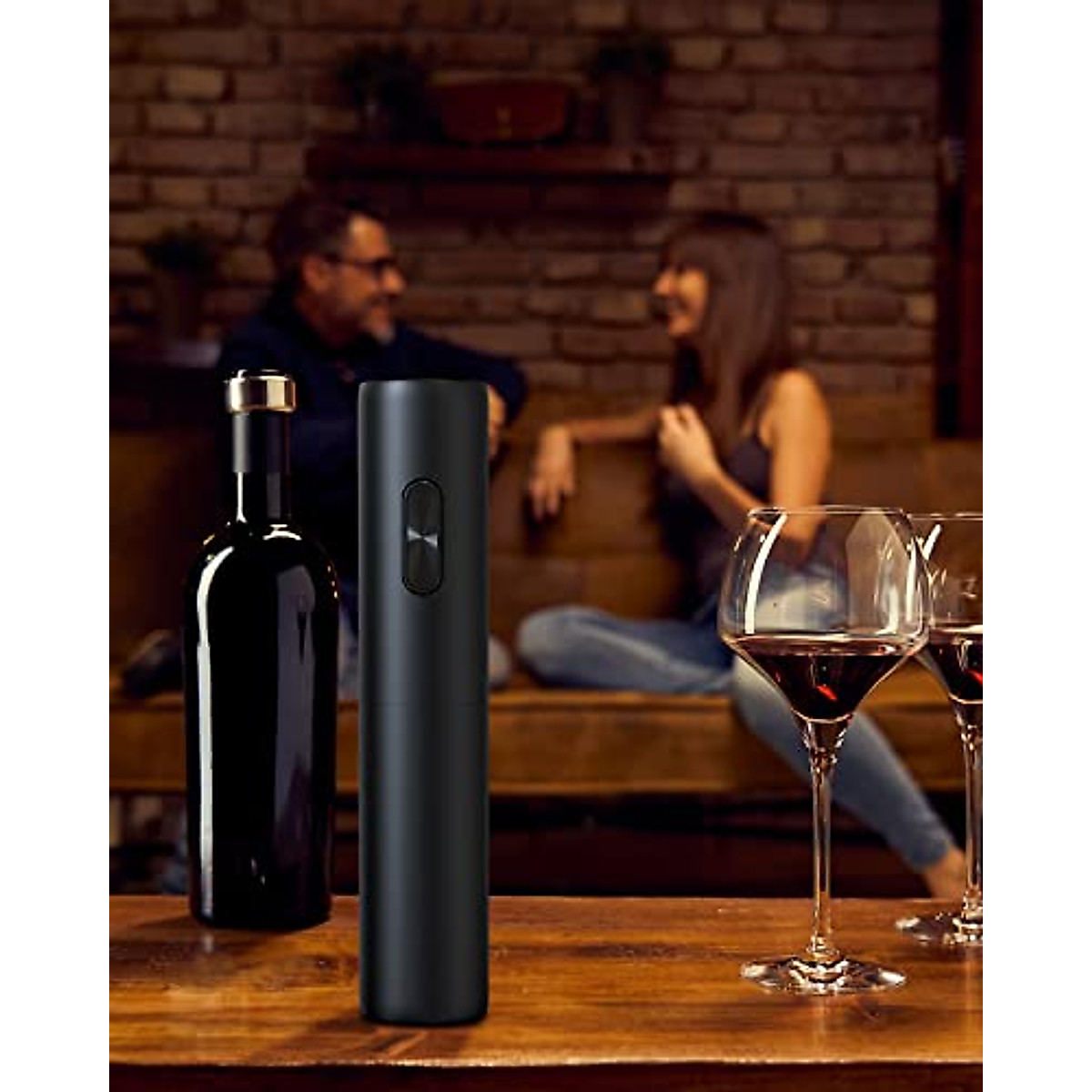 SENZER Electric Wine Opener Battery Operated Bottle Openers Reusable Wine Corkscrew for Kitchen Home Bar Restaurant - Black