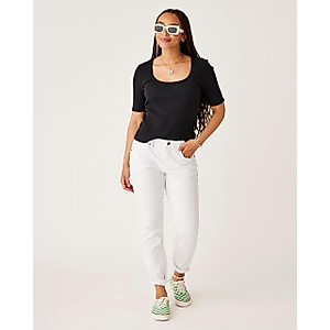 Carve Designs Carson Boyfriend Jeans for Women - Mid-Rise & Relaxed Fit White 4