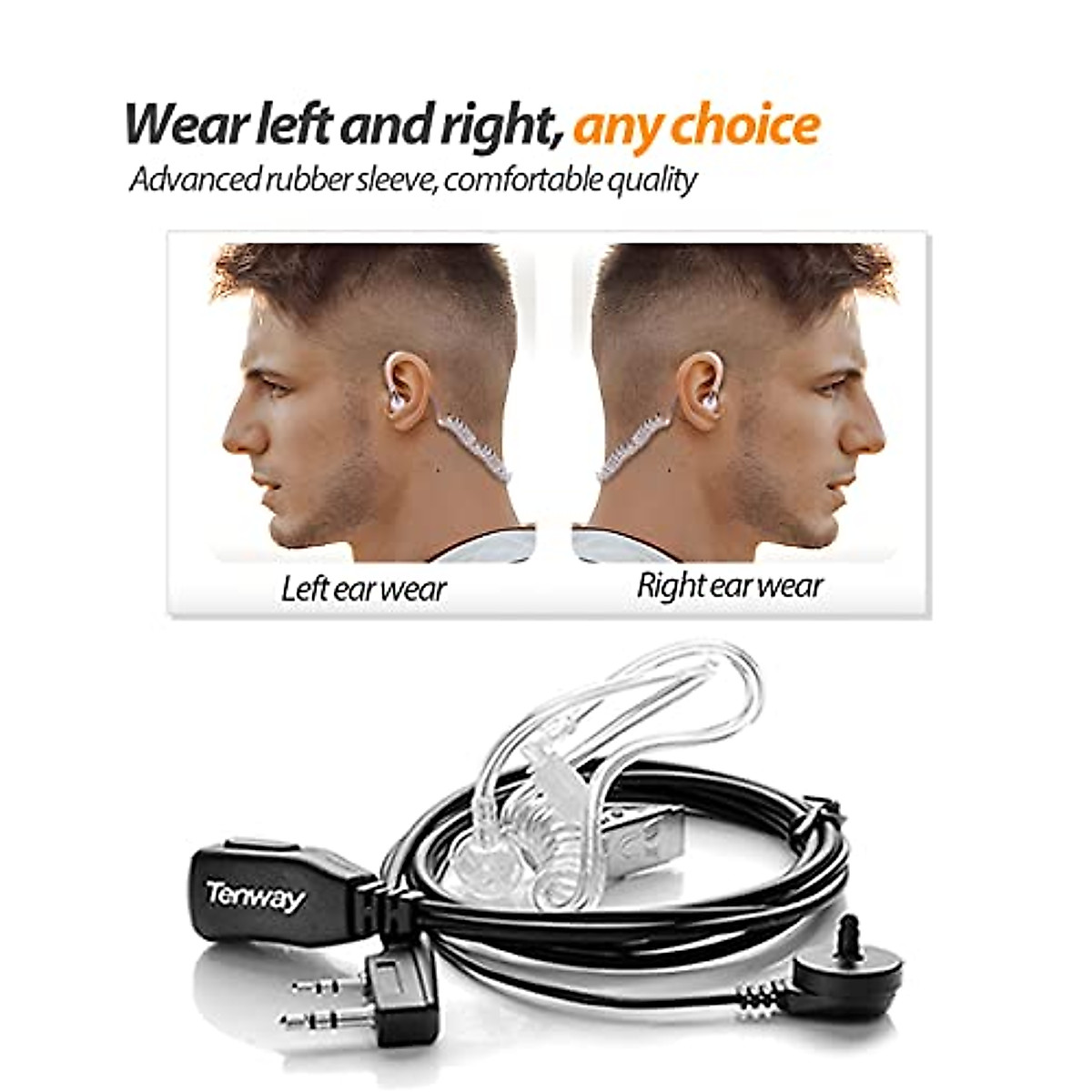 Walkie Talkie Long Range Rechargeable 2 Way Radio for Adult with Earpiece, FRS Two Way Radio VOX 16 Channel Flashlight Li-ion Battery 10 Pack