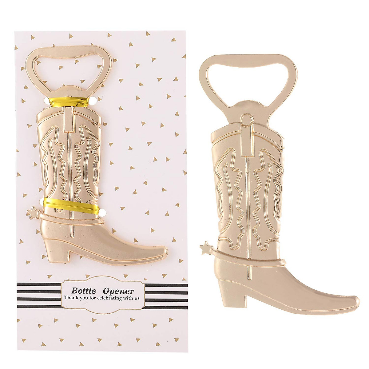 6 Pcs New Cowboy Boot Bottle Opener Favors for Wedding Party Bridal Shower Baby Shower or Birthday Party Decor,Boot Beer Bottle Opener Party Souvenirs and Decoration,Groomsman Gift (Gold, 6)