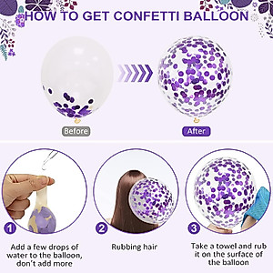 Lavender Purple Party Balloons, 70pcs 12inch Lilac Light Purple White Balloons for Garland Arch, Purple Metallic and Confetti Balloons for Birthday Baby Bridal Shower Wedding Girls Party Decorations