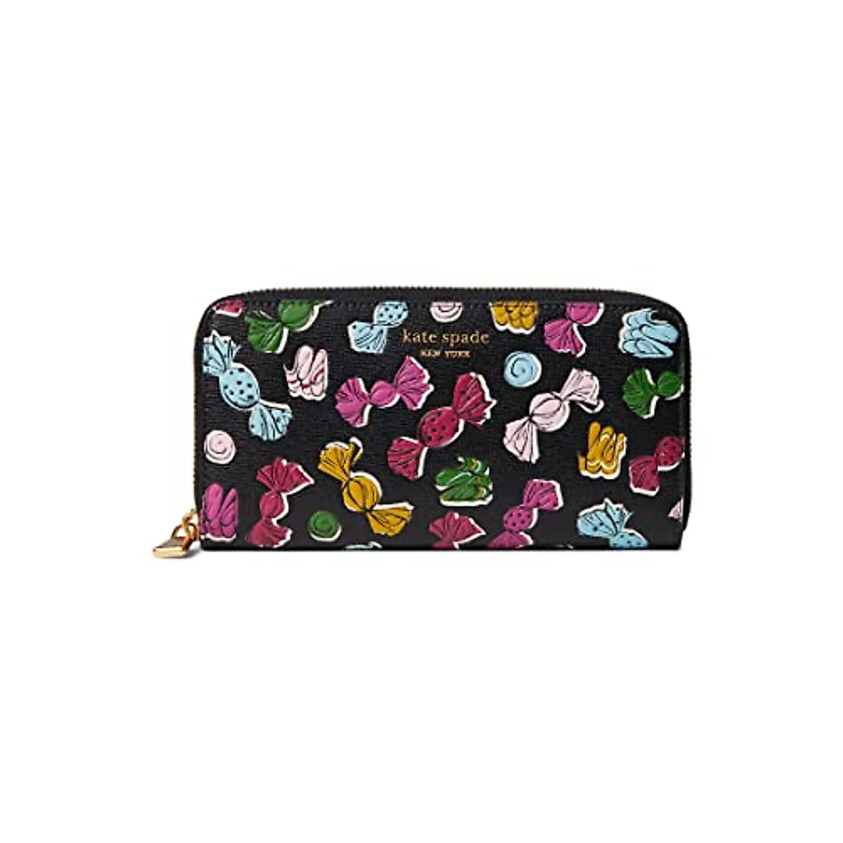 Kate Spade New York Bon Bon Candy Print Zip Around Continental Wallet Black Multi One Size