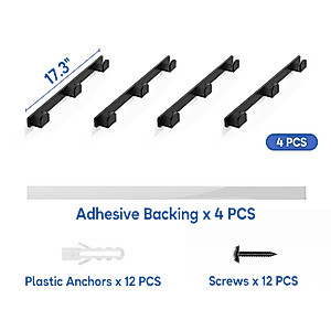 KIMBORA 4 Packs Hat Rack for Wall, Hat Organizer for Baseball Caps Holds 36 Hats, 3 Mounting Options Hat Hook Hanger, Strong Baseball Hat Holder Storage, Hat Display for Door, Room, Closet (Black)