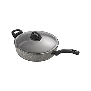 BALLARINI Parma by HENCKELS 3.8-qt Nonstick Saute Pan with Lid, Made in Italy , Durable and Easy to clean, Granite