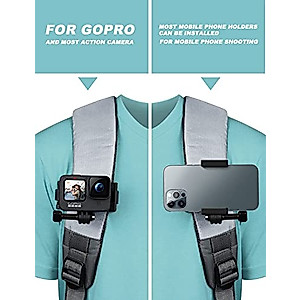 Professional GoPro Mount for Backpack Strap,Adjustable Camera Shoulder Mount Compatible with GoPro Hero 9 8 7 6 5 4 Black, Session, Insta 360 One R, DJI Osmo Action and Most Action Camera