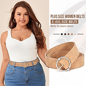 XZQTIVE Women Belts for Jeans Dress Casual Women Leather Belts with O-Ring Buckle 1.42" Width Plus Size Ladies Waist Belts,brown