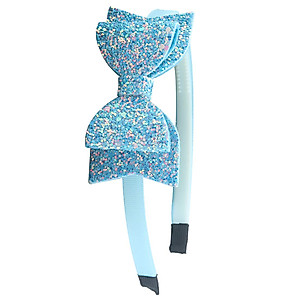 XIMA 10pcs Glitter Sequin Bow Hairband Shiny Bow Knot Teeth Plastic Headbands for Kids Hair Accessories