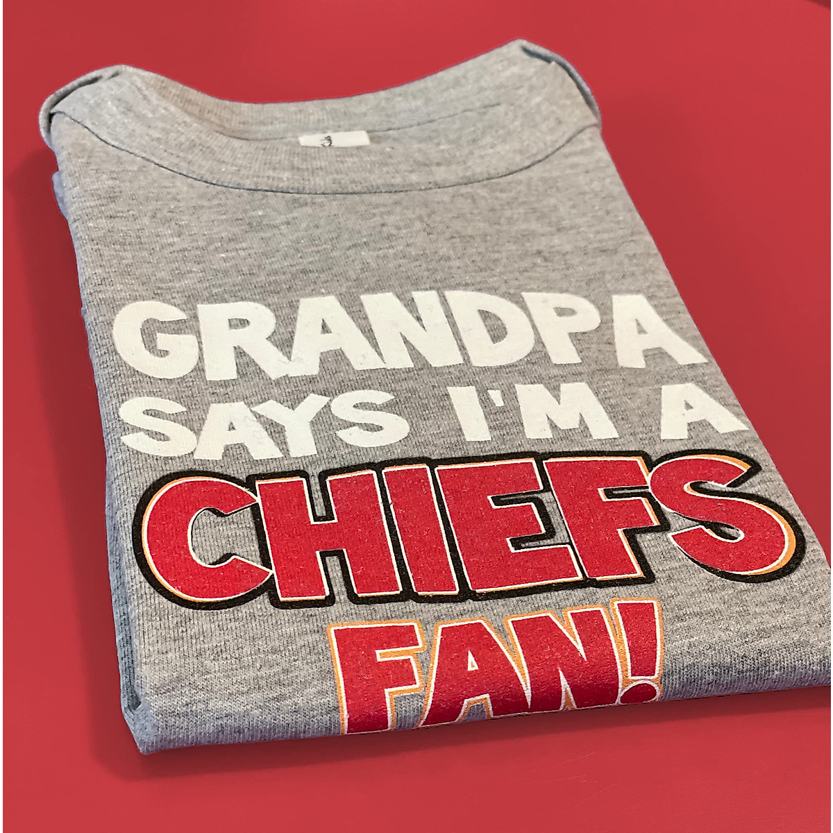 NanyCrafts Baby's My Grandpa Says I'm a Chiefs Fan Bodysuit 6 Months Grey