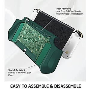 Mumba Dockable Case for Nintendo Switch OLED 2021, [Blade Series] TPU Grip Protective Cover Accessories Compatible with Nintendo Switch OLED 7 Inch and Joy-Con Controller (Viridian)