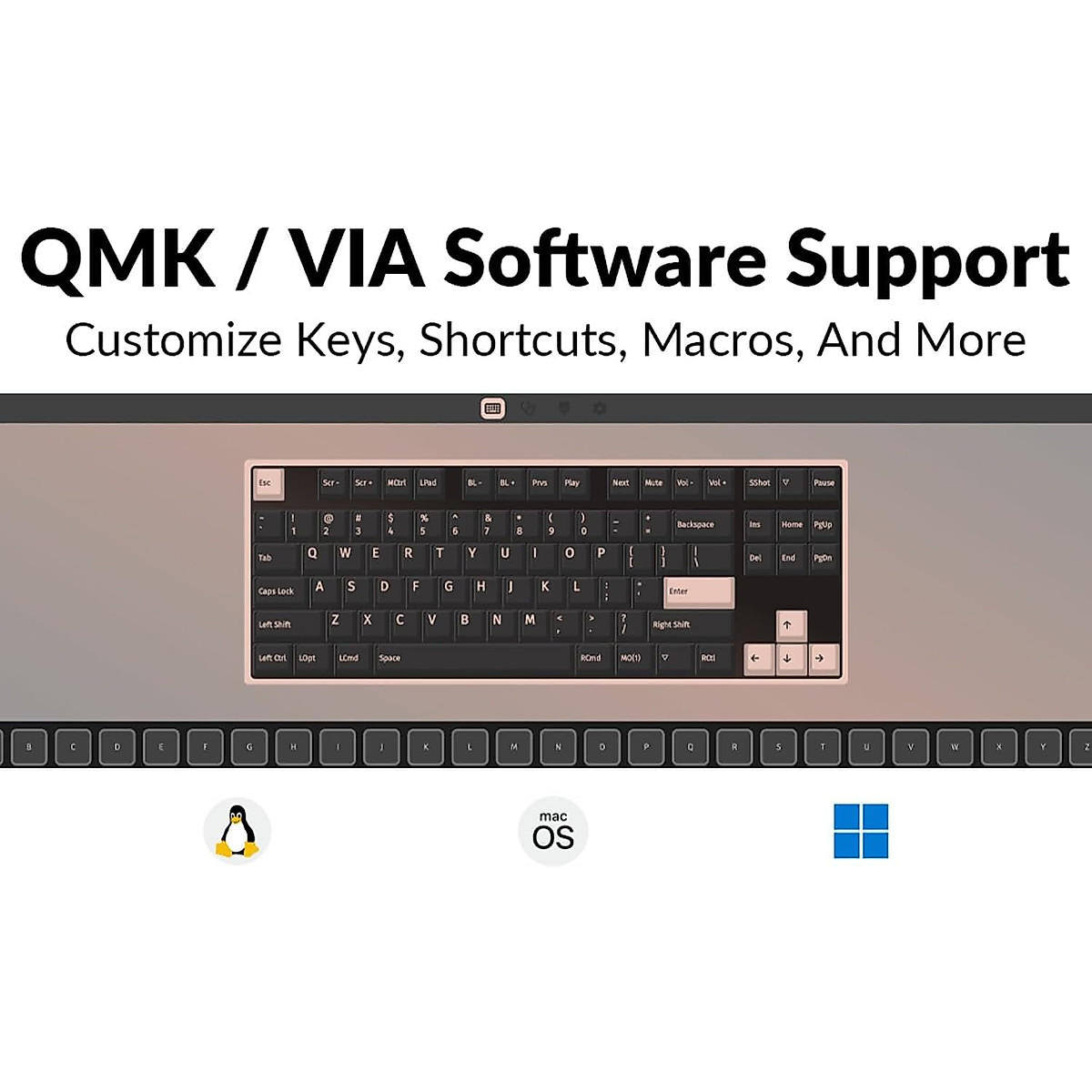 Keychron C3 Pro QMK/VIA Custom Gaming Keyboard, Programmable 87 Keys Compact TKL Layout Gasket Mount, Red LED Backlight Wired Mechanical Keyboard with Red Switches for Mac/Windows/Linux
