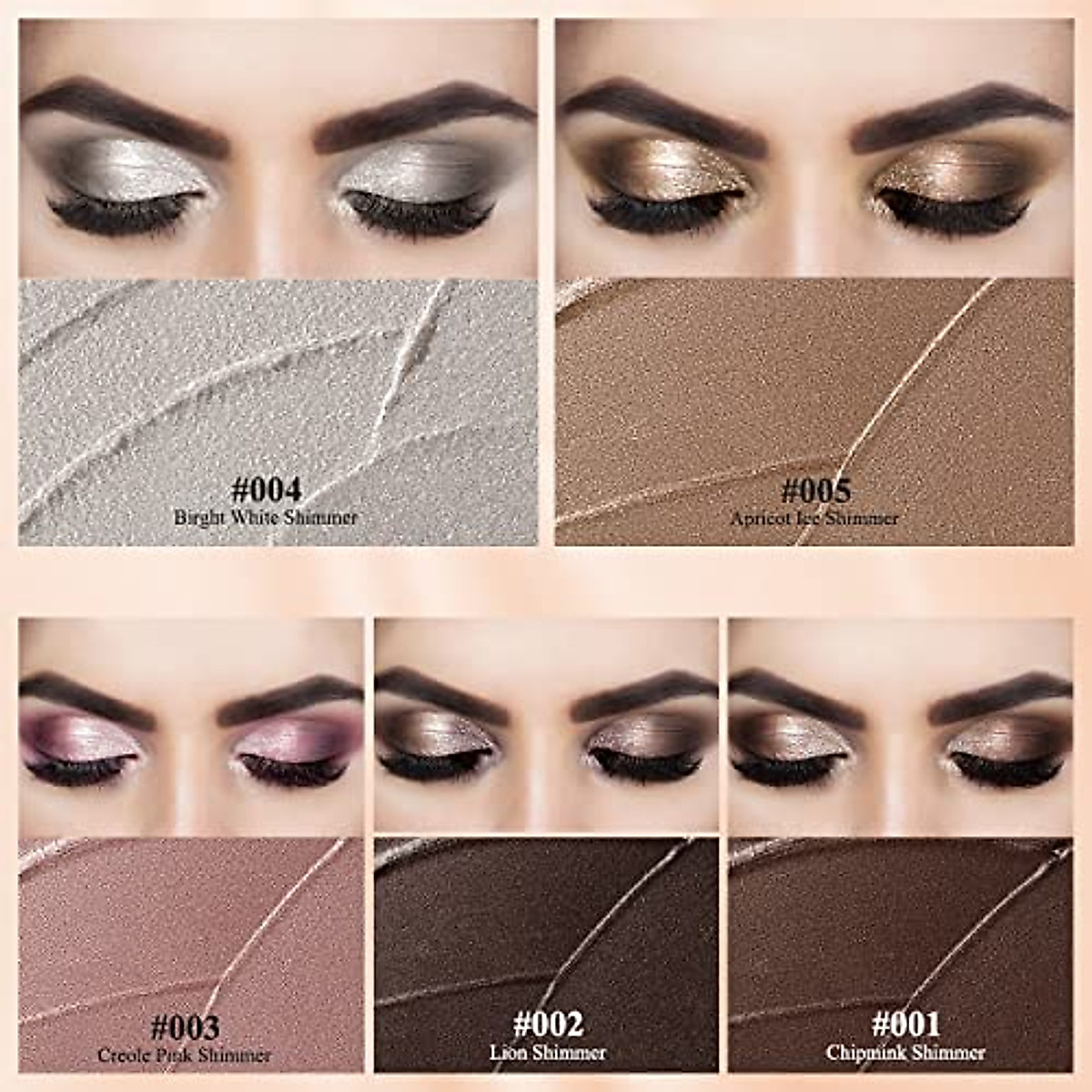 LUXAZA 5Pcs Liquid Eyeshadow Set,Shimmer & Metallic Glitter Eyeshadow,Highly Pigmented Long Lasting Liquid Shadow Eye Makeup,5 Colors Quick-Drying Sparkling Eye Shadow Makeup Set