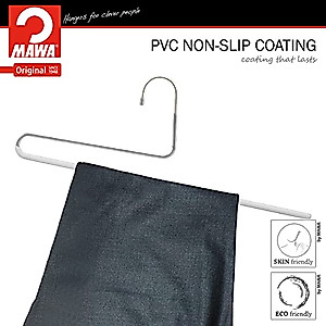 Mawa by Reston Lloyd Reverse Hook Trouser Series Non-Slip Space-Saving Clothes Hanger with Single Rod for Pants, Style KH/35U, Set of 10, White