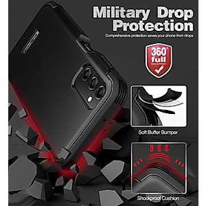 SURITCH for Samsung Galaxy A14 5G Phone Case, [Built-in Screen Protector] Heavy Duty Protection Shockproof Rugged Dual-Layer Phone Cover-Black