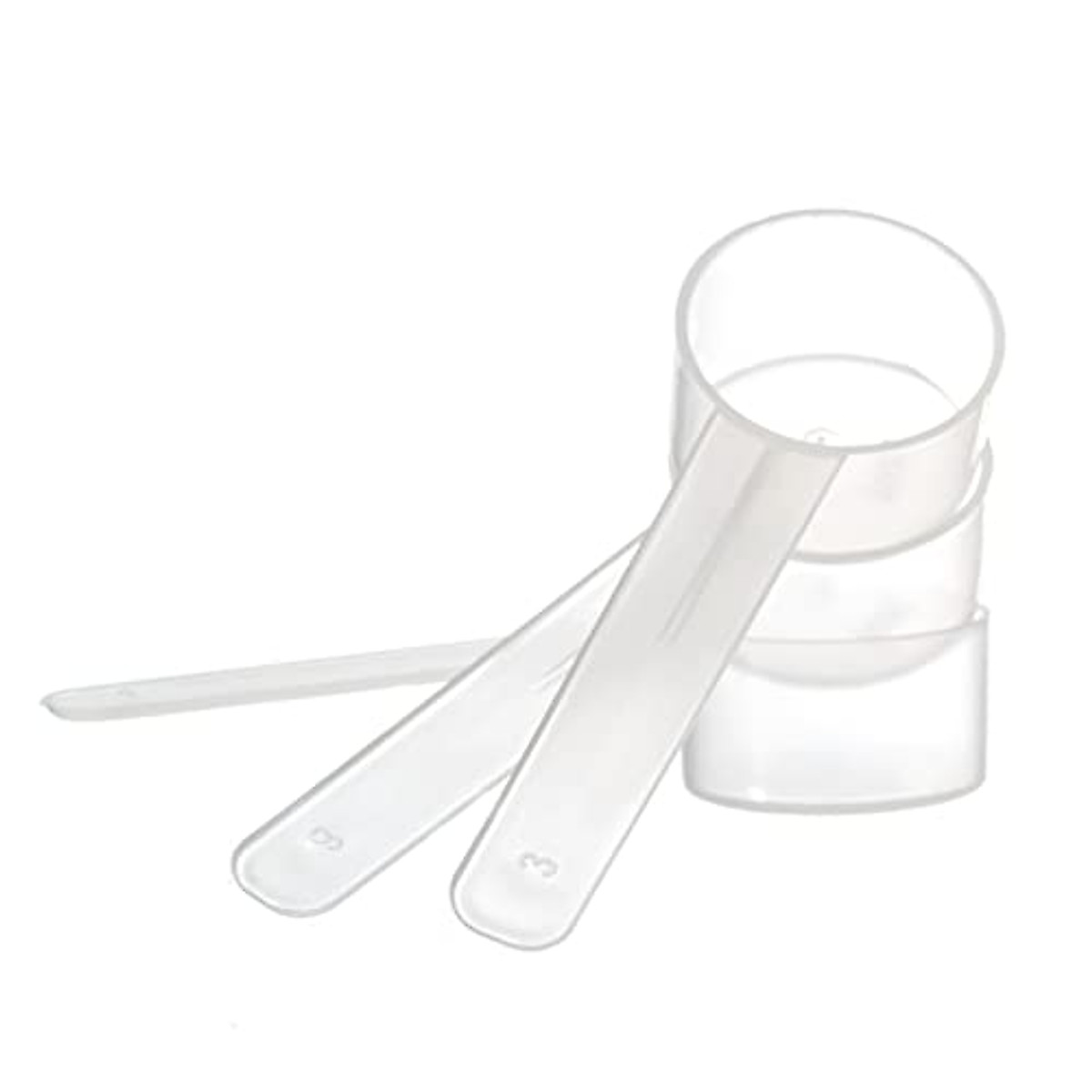 3 Measuring Spoons Set with Short Handle - 1 Teaspoon (5 ML) White Plastic Scoops for Coffee, Grains, Protein, Spices, Powders, and Other Dry Goods, BPA Free, Kitchen Tools Measure, Fits in Jars