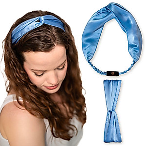 Mulberry Silk Headband for Women - Silk Satin Headbands for Women - Non Slip Hair Accessories for Washing Face and Sleeping - Gentle and Easy Fashion Headbands for Thick and Curly Hair (Onyx Black)