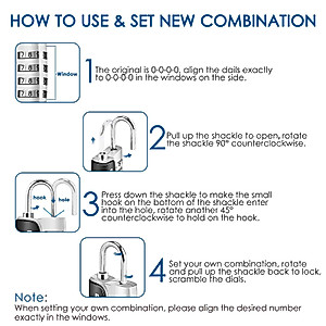 GIVERARE 2 Pack Combination Lock, 4-Digit Padlock Keyless, Resettable Luggage Locks for Backpack, Gym & School & Employee Locker, Weatherproof Travel Lock for Fence, Backyard Gate, Hasp, Case-Silver