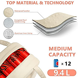 POETIC WREATH Lunch Bag for Women Large Insulated Box Reusable Tote with Preppy Bag,Soft Leather Lunchbag Work School Picnic Travel (White)