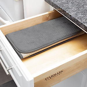 All-Clad Premium Reversible Dish Drying Mat for Kitchen: 16" x 28" Ultra-Absorbent, Long-Lasting, No Condensation, and Oversized for Large Pots and Pans - 1 Pack, Pewter