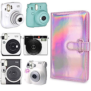 Epicgadget 96 Pocket Mini Film PU Leather Photo Album for Fujifilm Instax Mini 9 8 90 8+ 26 7s Instant Camera Film Polaroid Snap Zip Z2300 PIC-300 Film (Holographic Pink)