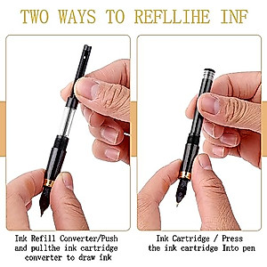 Cobee® Metal Fountain Pen with 3 Different Nibs Set, Luxury Fountain Pen Includes Medium, Extra Fine Point, Bent Nib Calligraphy Writing Pen Frosted Finish Business Pen for Men Women(Black)