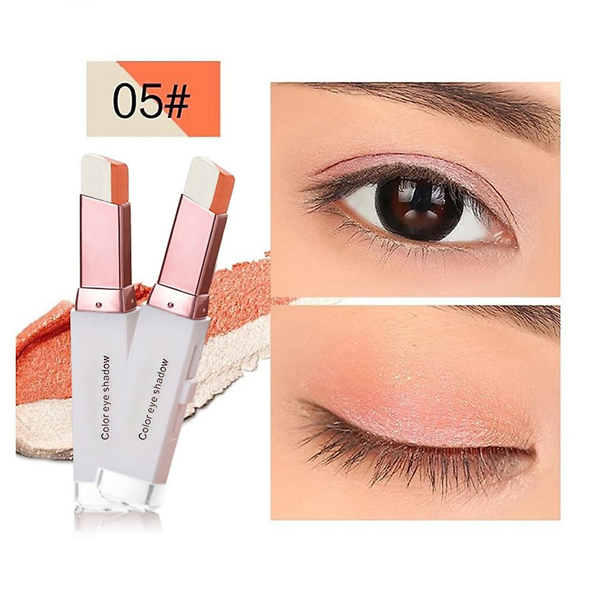 Eye Shadow Stick Double Colors Glitter Gradient Shimmer Eyeshadow Pen Eye Brightener Stick 2 Tone Makeup Korean (6 pcs)