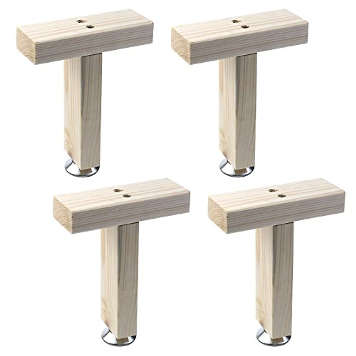 Curqia 4 Sets Bed Frame Center Support Wood Bed Support Legs Adjustable Bed Center Slat Support Leg with Adjustable Base, Height 6.7-7.5 Inch