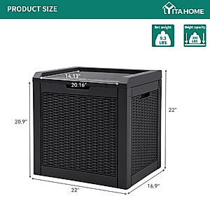 YITAHOME 32 Gallon Deck Box, Resin Storage with Lockable Lid & Side Handles, Indoor Outdoor Small Container for Patio Cushion, Garden Pool Accessories, Backyard Furniture, Water Resistant