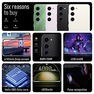 GAMAKOO G23 Unlocked Cell Phone 64GB+4GB Dual SIM 6.52” 4000mAh Battery 4G Android Smartphone 13MP+8MP Camera (White)