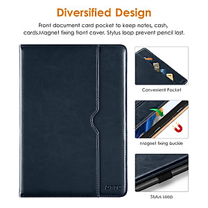 DTTO for Samsung Galaxy Tab A8 10.5 inch Case 2022, Premium Leather Business Folio Stand Cover with 1 Pack HD Tempered Glass Screen Protector for Galaxy Tab A8 10.5" [SM-X200/X205/X207], Blue