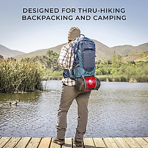 Hyke & Byke Quandary 15 F Hiking & Backpacking Sleeping Bag - 3 Season, 650FP Duck Down Sleeping Bag - Ultralight - Maroon - 72in - Short