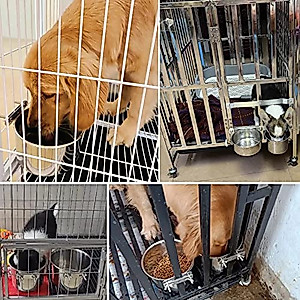 Dog Food & Water Bowl, ShineMe 2 Pack Stainless Steel Pet Bowls for Dogs and Cats Hanging in Cage Crate Kennel, Non-Slip Metal Feeder for Medium and Large Pets (7.1 * 3.5” & 5.5 * 3.2”)