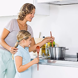 HANSGO Wooden Spoons for Eating, 6PCS 12 Inch Wood Soup Spoons Long Handle Spoons Table Spoon Serving Spoons with Japanese Style Utensil Set for Kitchen Cooking Mixing Stirring