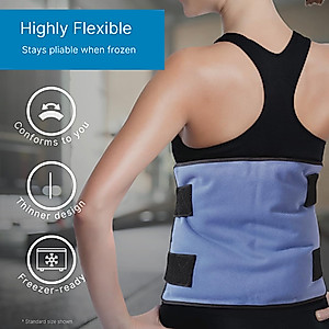 FlexiKold Reusable Gel Ice Pack with Straps – Cold Compress Pack for Injuries – Flexible Medical Ice Wrap for Back, Shoulders, Legs, Knees, Sciatica, Muscle Pain – Half Size