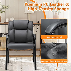 CLATINA Leather Guest Chair with Padded Arm Rest for Reception Meeting Conference and Waiting Room Side Office Home Black 2 Pack