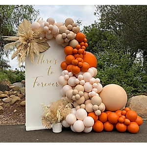 Burnt Orange Balloons Garland Arch Kit - Double Stuffed Matte Orange Cream Peach Apricot Terracotta Latex Balloon Different Sizes 18 12 10 5In Fall Ballon for Baby Shower Gender Reveal Party Holiday