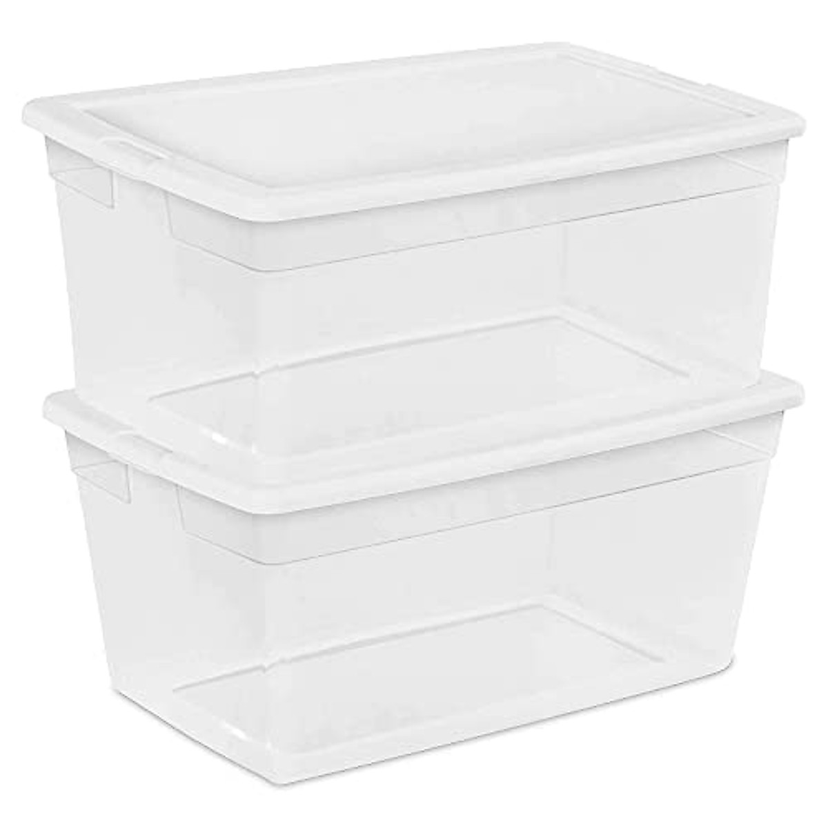Sterilite 90 Quart Multipurpose Storage Box Container with Visible Base and White Secure Lid for Home Organization, Clear (12 Pack)