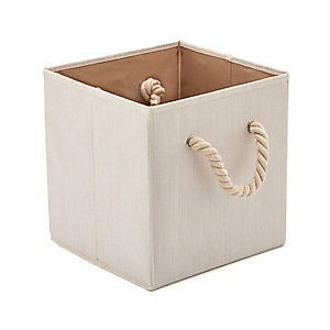 ENOVA HOME Fabric Bamboo Style Storage Box Set Storage Basket Fabric Organizer Storage Organization (Set of 4)