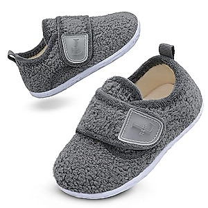 L-RUN Kids Winter Indoor Household Shoes Toddler Slippers Lightweight Indoor Home Shoes Grey M US 4.5-5 Toddler