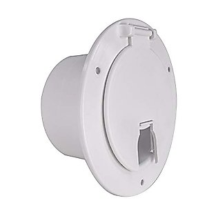 RecPro RV Camper Trailer Motorhome Power Cord Hatch/Cover (White) | Made in America