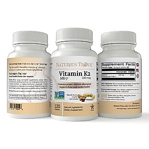 Nature's Trove Vitamin K2 MK7 Supplement, 100mcg, 120 Count, Vegan