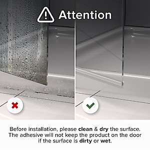 Frameless Shower Door Bottom Seal X-Protector - 40" Shower Door Seal For All Door Thicknesses - Self-Adhesive Shower Door Sweep - Premium Door Bottom Seal Strip - Silicone Glass Shower Door Seal Strip